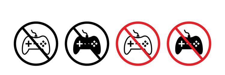 No game icon set forbidden gammer banner symbol Vector Image