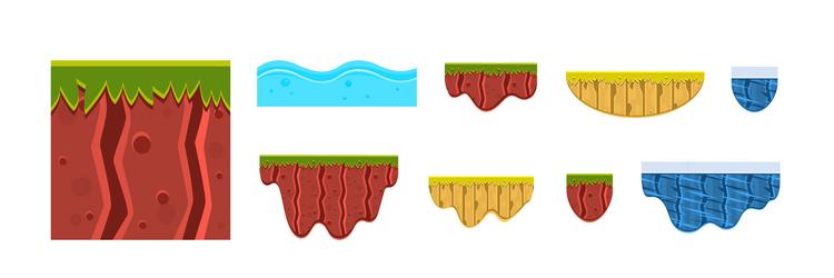 Soil layers and different game platform set Vector Image