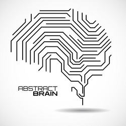 Abstract brain with lines isolated on white Vector Image