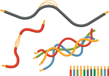 Electric wires single core and multicore set Vector Image