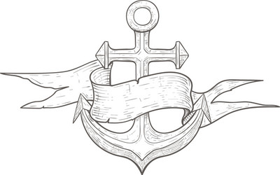 Anchor of old ship is overgrown with corals Vector Image