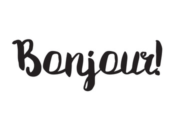 Bonjour greeting card with modern calligraphy Vector Image