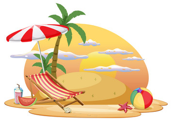 Summer beach scene template Royalty Free Vector Image