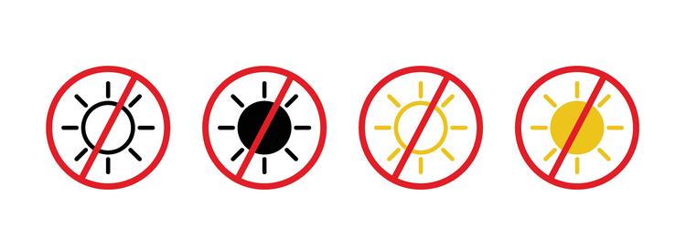 No sun icon setforbidden sunlight exposure symbol Vector Image