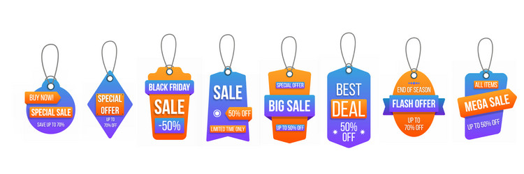 Set promotion editable sale price tag label Vector Image