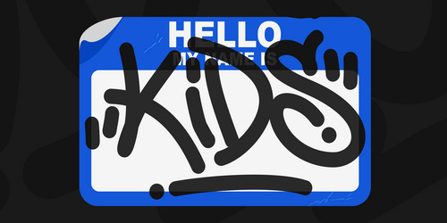 Blue abstract graffiti style sticker hello my Vector Image