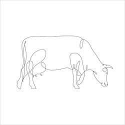 Drawing of a continuous line of cattle Royalty Free Vector