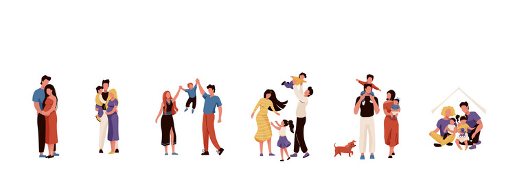 Collection animals mom and baby cartoons cute Vector Image