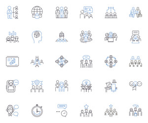 Supervision imagining line icons collection Vector Image
