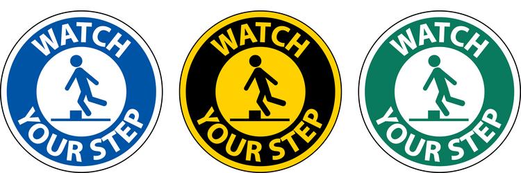 Caution watch your step tripping hazard sign Vector Image