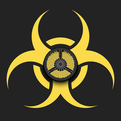 Biohazard symbol with bicycle wheel Royalty Free Vector