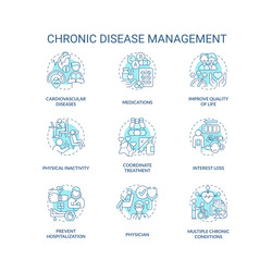 Chronic disease management concept icons set Vector Image