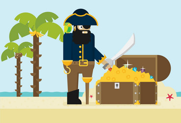 Pirate and open treasure chest pirates stuff Vector Image