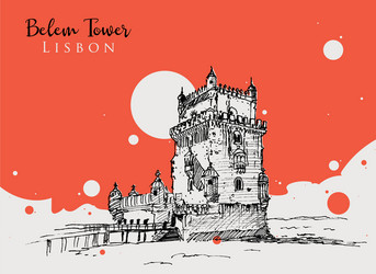 Drawing sketch belem tower Royalty Free Vector Image
