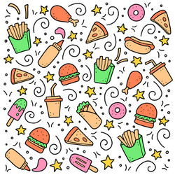 Set hand drawn fast food doodle Royalty Free Vector Image