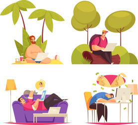 Fatherhood cartoon work family concept Royalty Free Vector