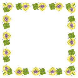 Template frame of spring flowers line art Vector Image