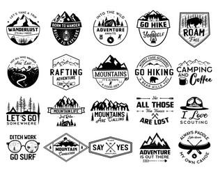 Outdoor camping labels set Royalty Free Vector Image