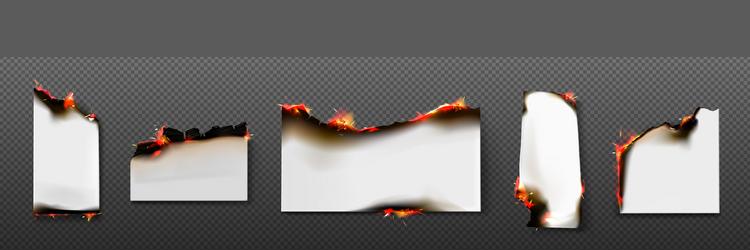 Square paper notes with burning angles Royalty Free Vector