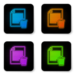 Glowing neon delete folder icon isolated on white Vector Image