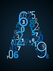 Letter m colored font from numbers Royalty Free Vector Image