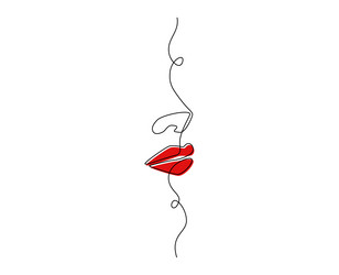 One continuous line drawing of mouth and lips Vector Image