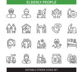 People editable stroke icon set Royalty Free Vector Image