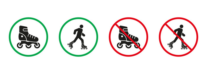 Roller skate red and green signs allowed Vector Image