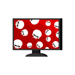 Virus in computer skull on monitor cyber attack Vector Image