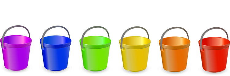 Colored plastic buckets Royalty Free Vector Image
