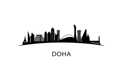 One single line drawing of doha city skyline Vector Image