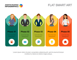 Process chart with five steps template Royalty Free Vector