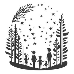 Forest friend children watching shooting stars Vector Image