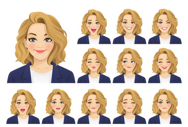 Old woman facial expression cartoon set Royalty Free Vector