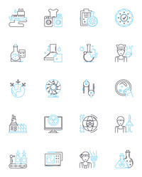 Chemical manufacturing linear icons set synthesis Vector Image
