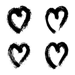 Hand-painted ink with hearts Royalty Free Vector Image
