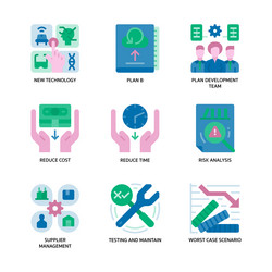 Business continuity plan icons set Royalty Free Vector Image