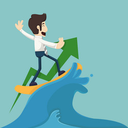 Businessman surfing on the wave Royalty Free Vector Image