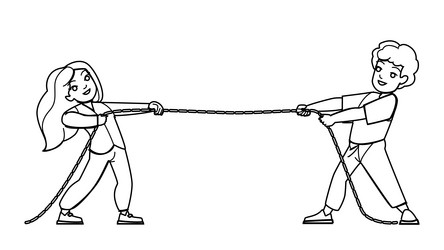 Kid girl push pull Royalty Free Vector Image - VectorStock