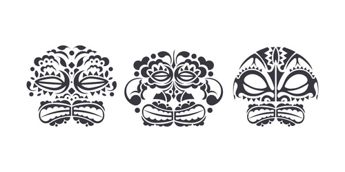 Set of masks with pattern maori and polynesian Vector Image