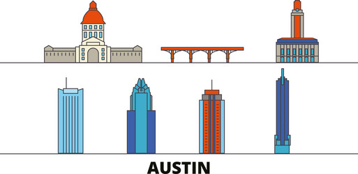 United states austin tourism landmarks Royalty Free Vector