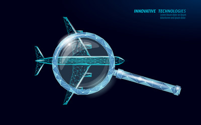 Airplane flying from laptop screen flight up Vector Image