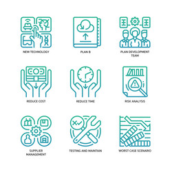 Business continuity plan icons set Royalty Free Vector Image