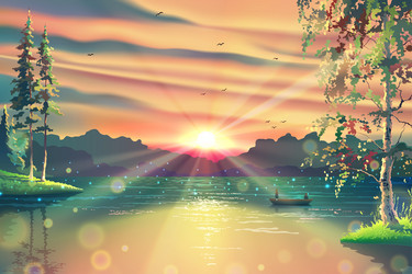 A sunset nature view Royalty Free Vector Image