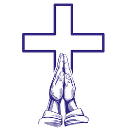 Praying hands symbol christianity hand drawn Vector Image