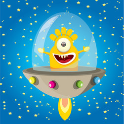 Alien spaceship orange in space Royalty Free Vector Image