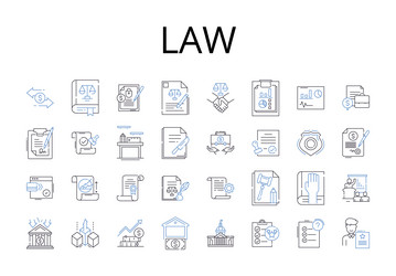 Law line icons collection justice legislation Vector Image