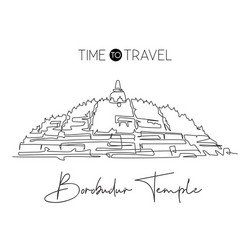 One continuous line drawing prambanan temple Vector Image