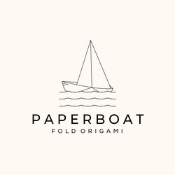 Paper boat line art logo design Royalty Free Vector Image