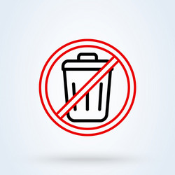 Trash can rubbish bin forbidden no modern icon Vector Image